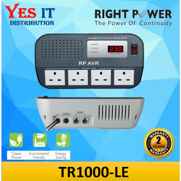 RIGHT POWER AVR 800VA TR800-LE / TR1000-LE / SRS 1000 AUTOMATIC VOLTAGE ...
