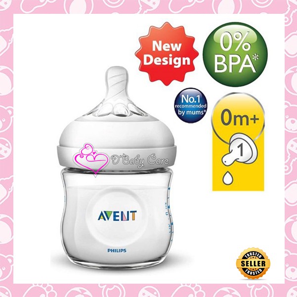 Philips Avent Natural Bottle 4oz/125ml, 9oz/260ml Single Pack (Without ...