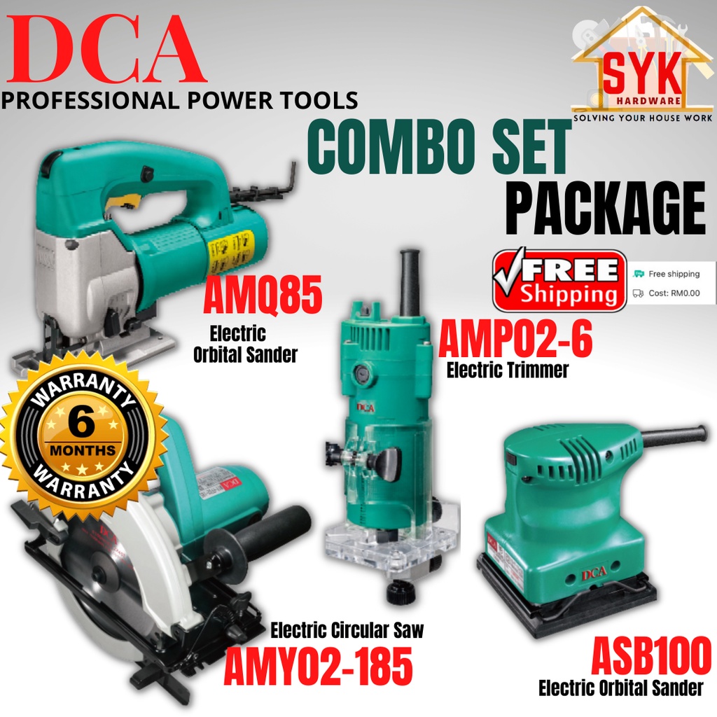 SYK (FREE SHIPPING) DCA Combo Set ASB100 Orbital Sander+ AMP02-6 Trimmer +AMY02-185 Electric ...