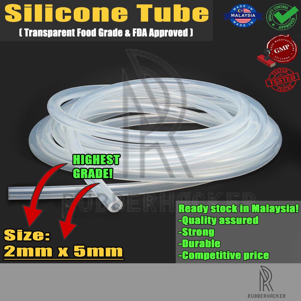 Food grade Silicone tube / transparent Tube hose tube / translucent tube (2mm x 5mm size ...