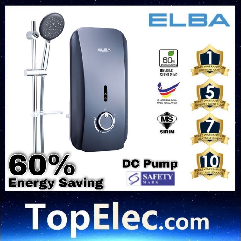 ELBA EWH-E3885DC(SG) INVERTER SILENT DC PUMP WATER HEATER panas air ...