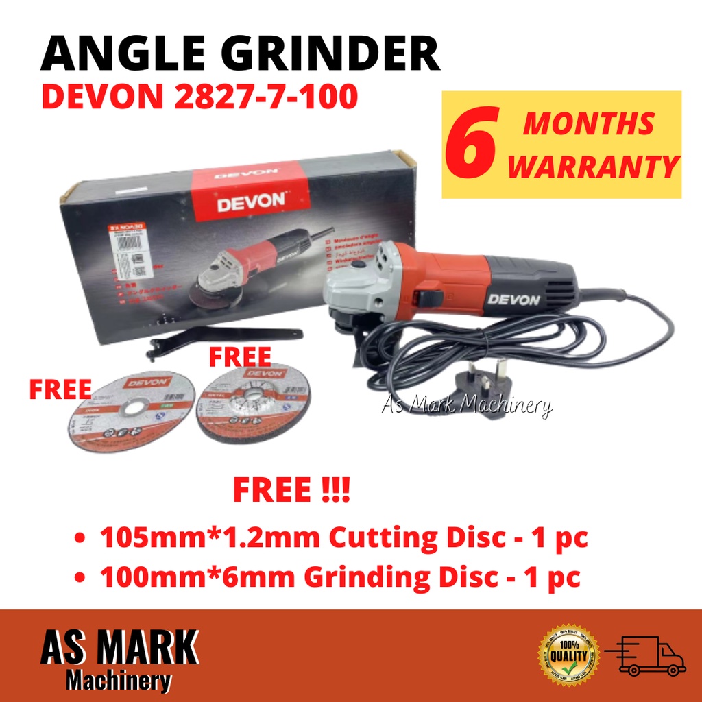 DEVON Heavy Duty 2827-7-100 710W 4" ANGLE GRINDER WITH COMBO DISC ...