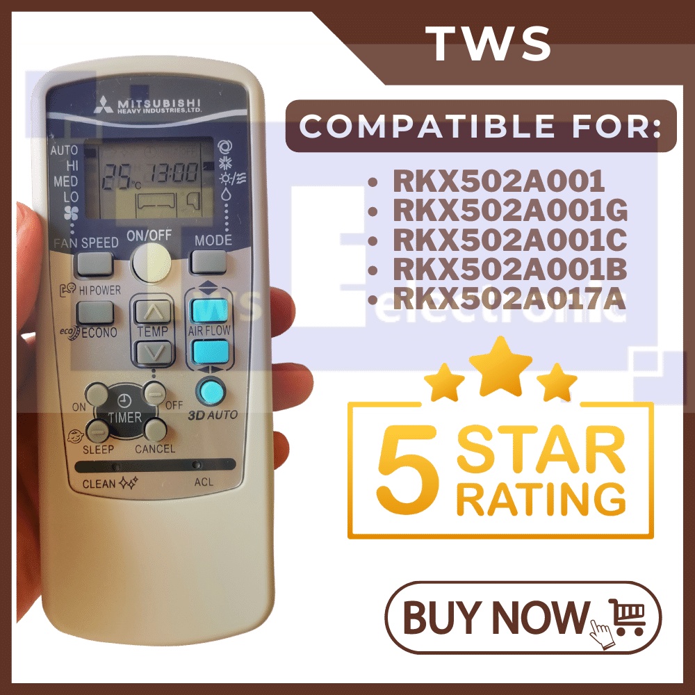 TWS MITSUBISHI AC REMOTE FOR (RKX502A001 RKX502A001G RKX502A001C ...