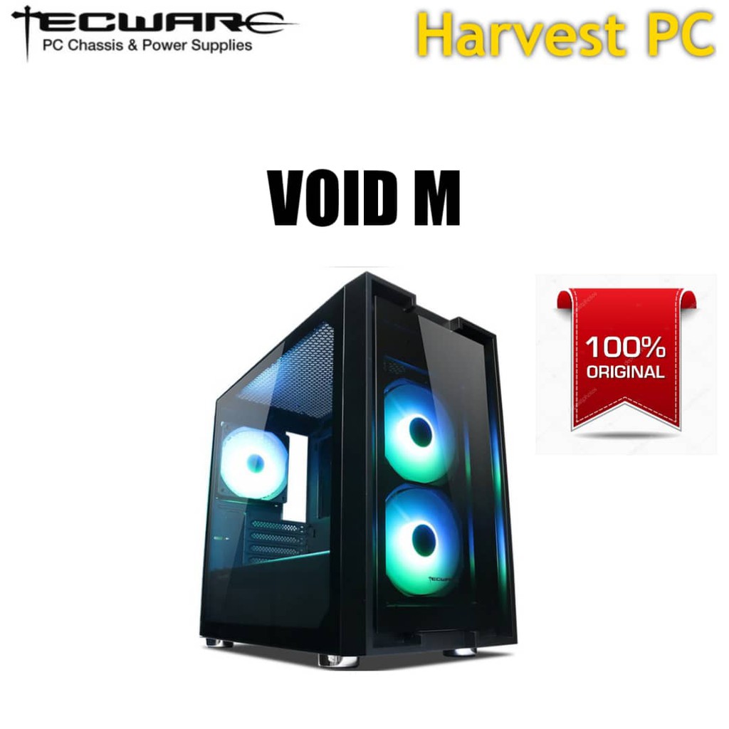 Tecware VOID M Casing (Tempered Glass Panel / Black case wires / 3x ...