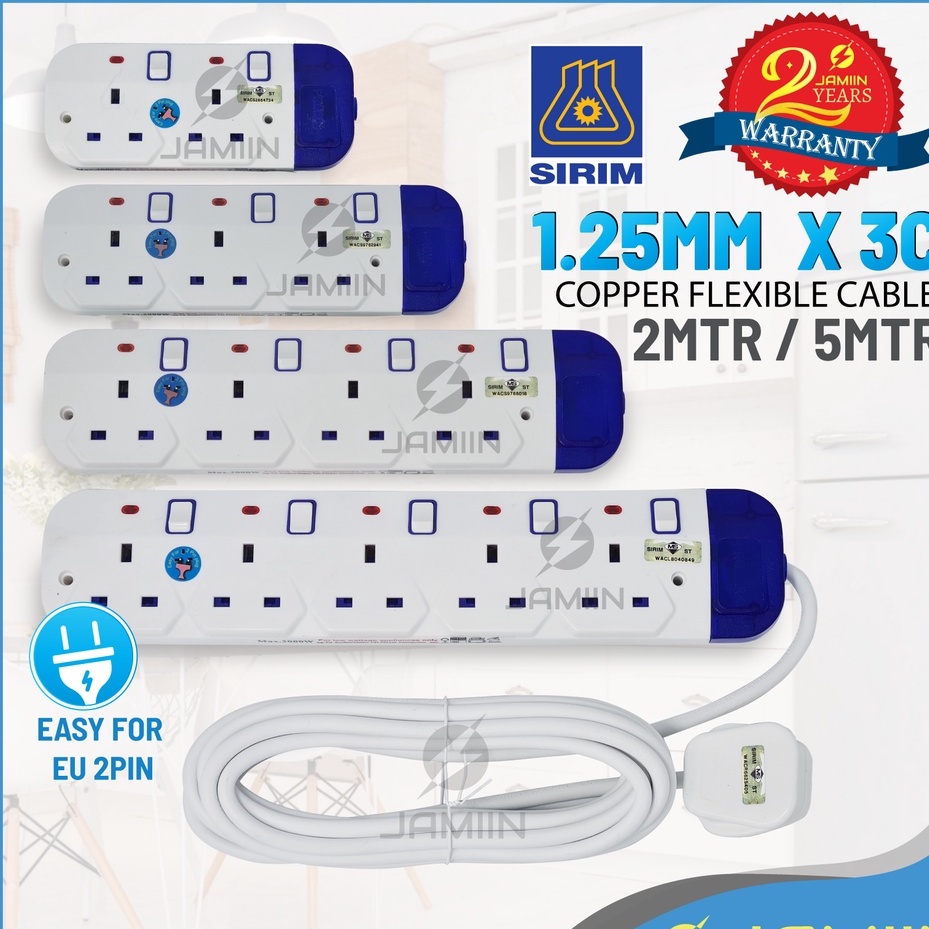 SIRIM APPROVED NEW GIM Trailing Socket Plug Extension Extention 2Gang ...