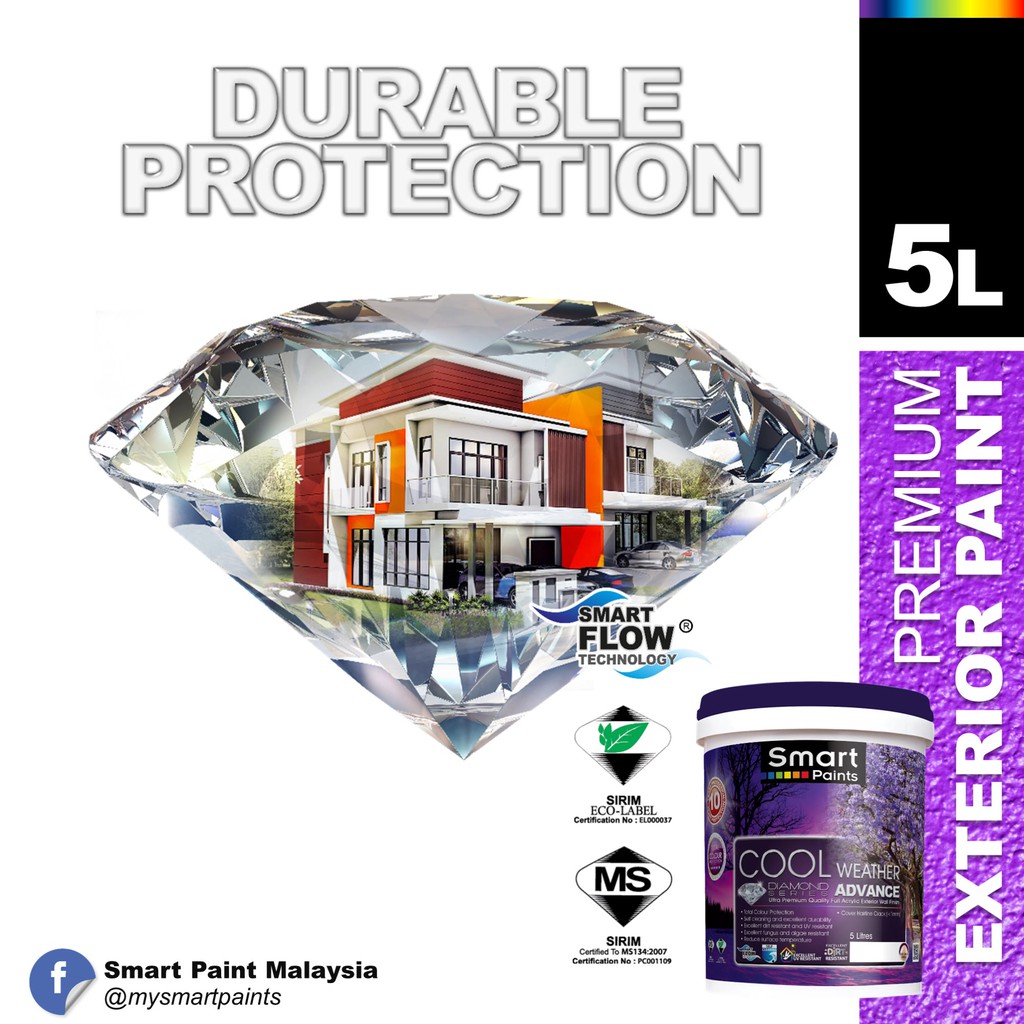 5L Cool Weather Diamond Series 外墙漆 Smart Paints Exterior Wall ~ 5 Liter Weatherbond Cat Batu ...