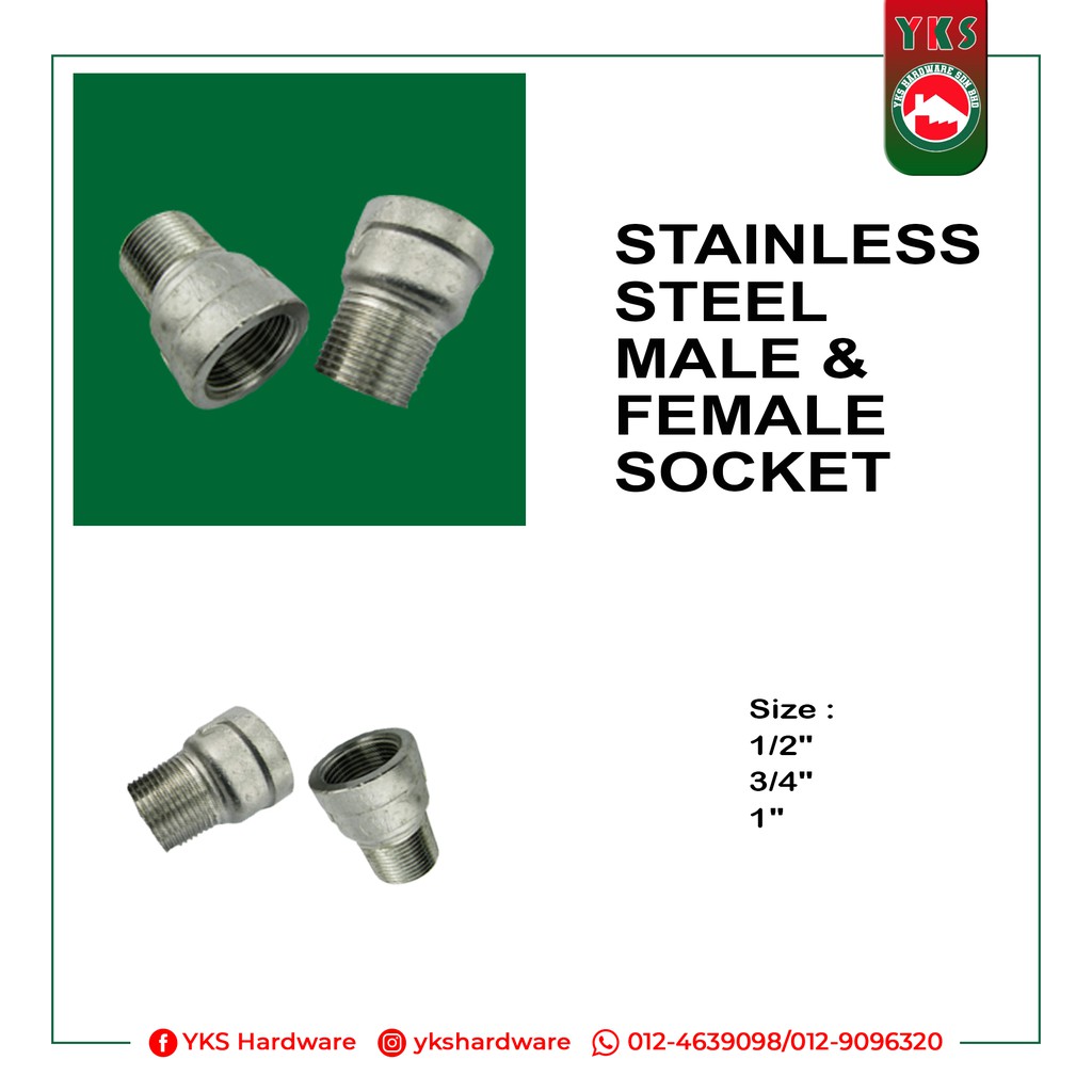 Stainless Steel Male & Female Socket - Pipe & Fittings System | Shopee ...