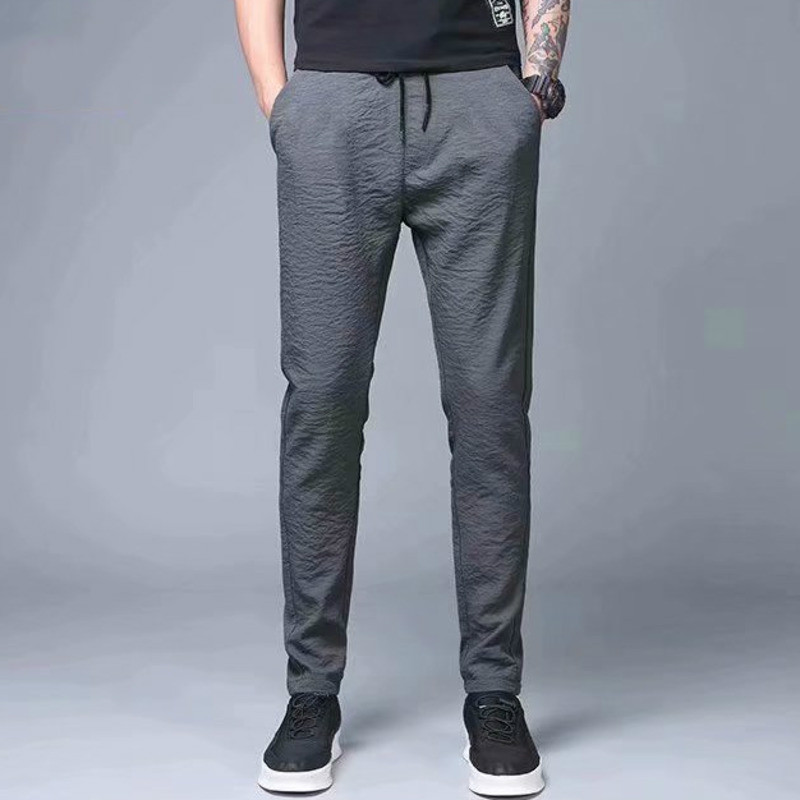 READY STOCK Men Trousers Ice Silk Pants Men Summer Thin Loose Casual ...