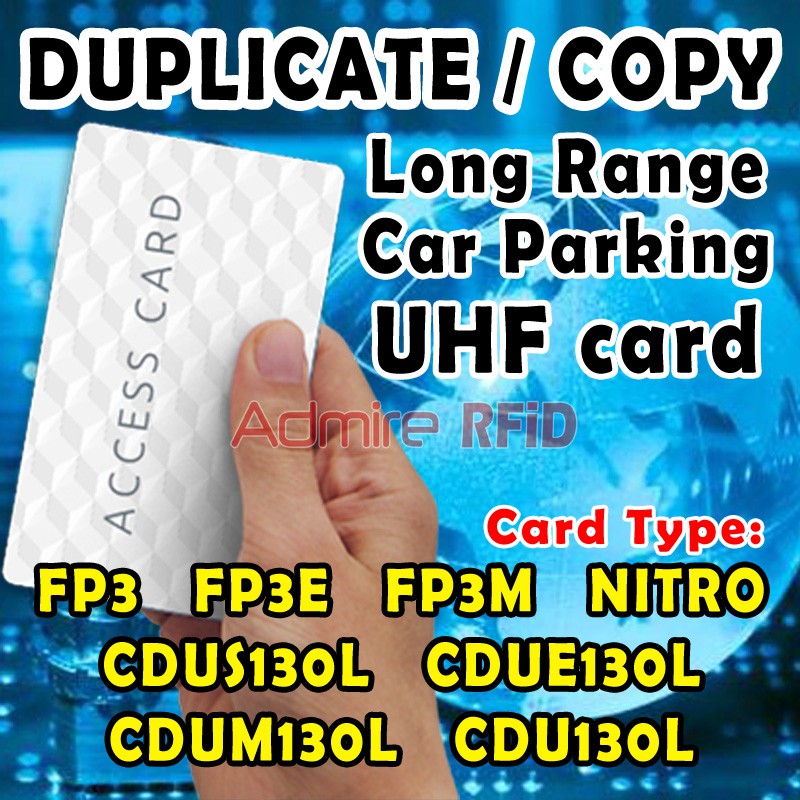 Duplicate Car Parking Access Card Long Range UHF Card for FP3 FP3E FP3M ...