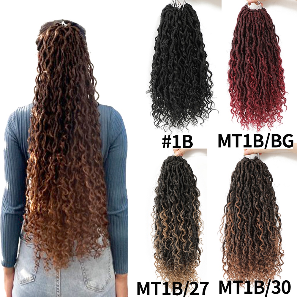 18 Inches LongGoddess Faux Locs Crochet Hair Curly River Locs Braid Pre ...