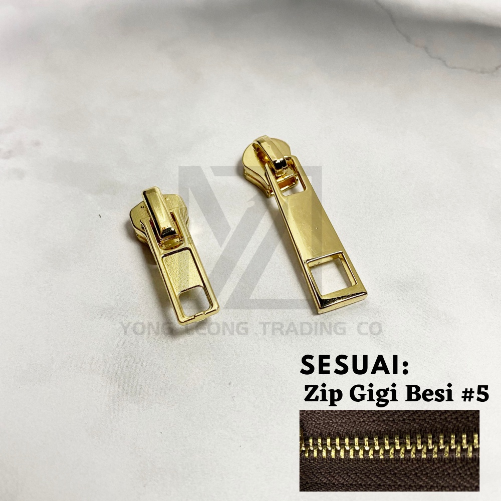 Kepala Zip Besi Tembaga Emas #5/ Metal Zipper Head Brass Gold Colour #5 ...