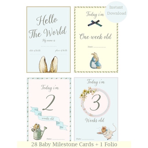 Peter Rabbit Printable Baby Milestone Cards | Shopee Malaysia