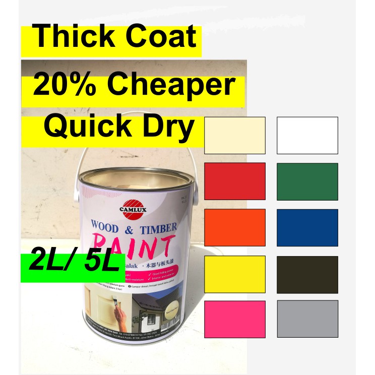 2L/ 5L Camlux Wood Paint Cat Kayu/ 2in1 Wood Primer & Finish Coat/ Wood ...