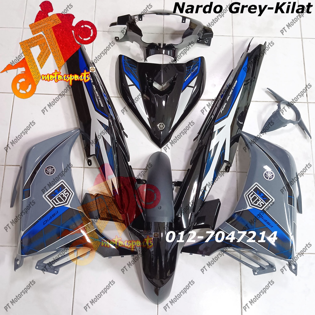 Yamaha Lc 135 Cover Set Black Matt Nardo Grey dan kilat Nardo Grey ...