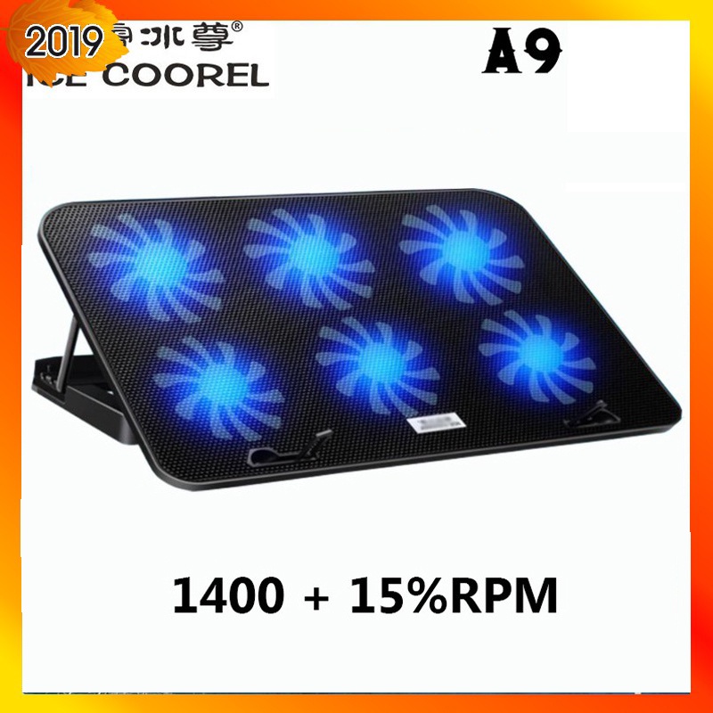 ICE COOREL A9 Laptop Cooler Pad Super Mute 6x60mm Fans Ice Cooling ...