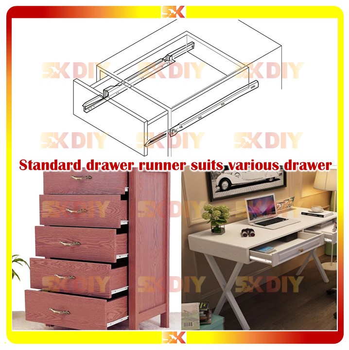 🇲🇾Heavy Duty Drawer Slide Roller Runner Drawer Roda Rail Wheel Rail ...