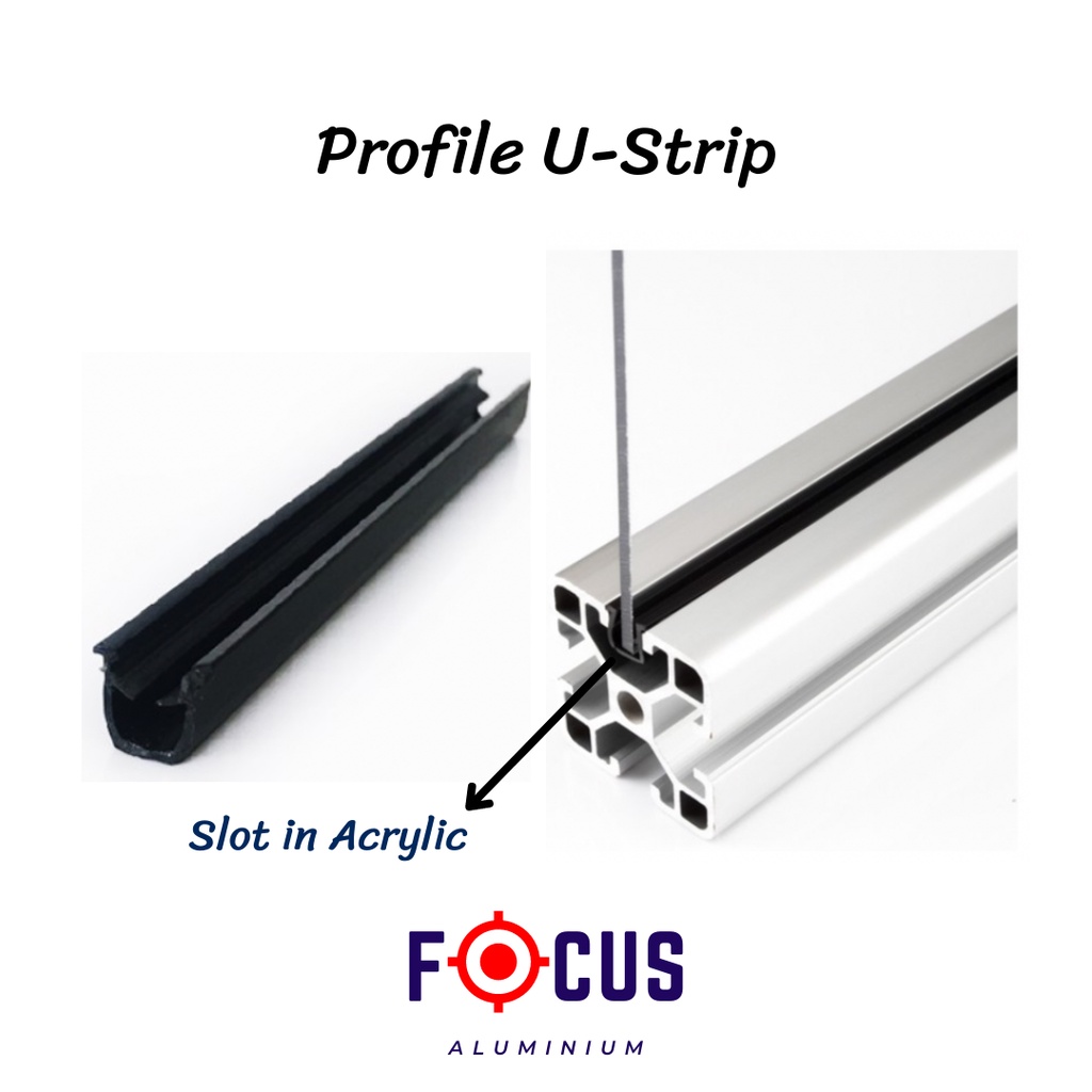 U-Strip Aluminium Profile Insert Acrylic 1 Meter Length 3030 4040 4545 ...