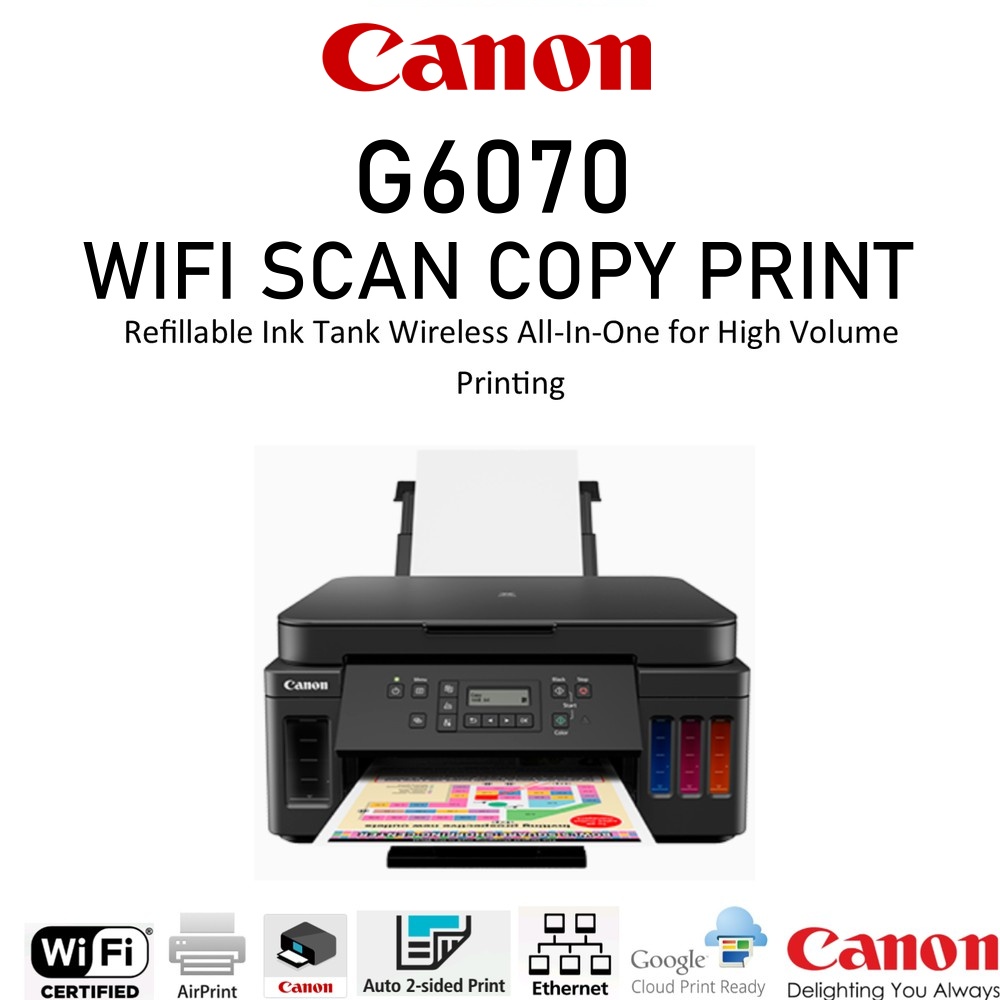 CANON G6070 Refillable Ink Tank Wireless All-In-One for High Volume ...