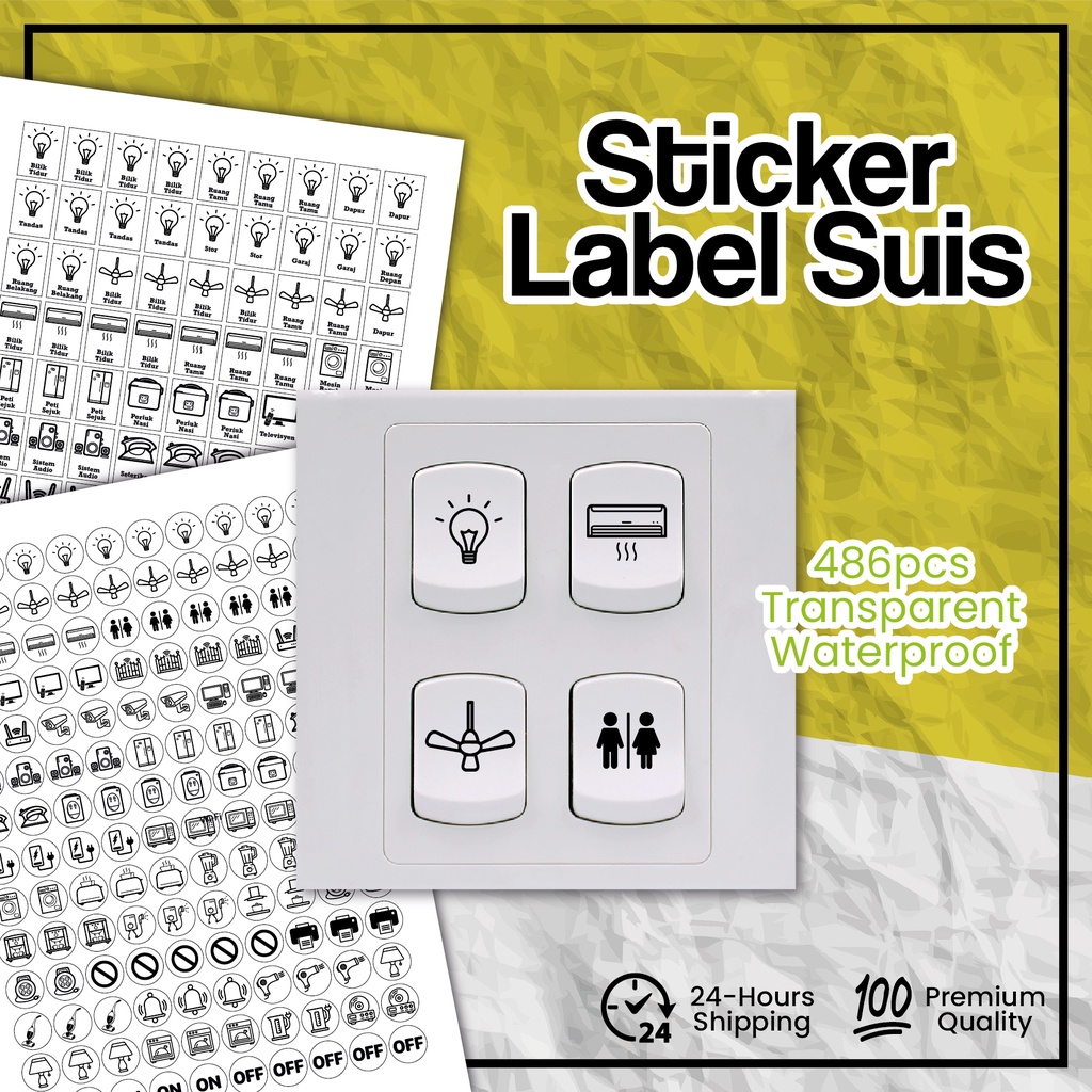 [Ready stock Malaysia] Sticker suis / sticker switch icon & wording for ...