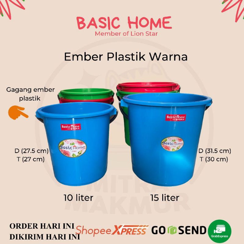 Lion STAR - BASIC HOME/Color Plastic Bucket Plastic Handle 10-15 LITER ...