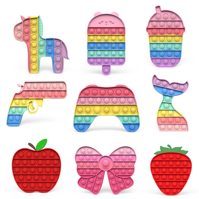Apple Strawberry Push Pop It Bubble Fidget Unicorn Bow Carrot Mermaid ...
