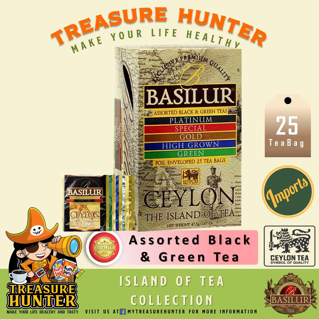 Basilur The Island of Tea Assorted Black and Green Tea 25E Individual ...