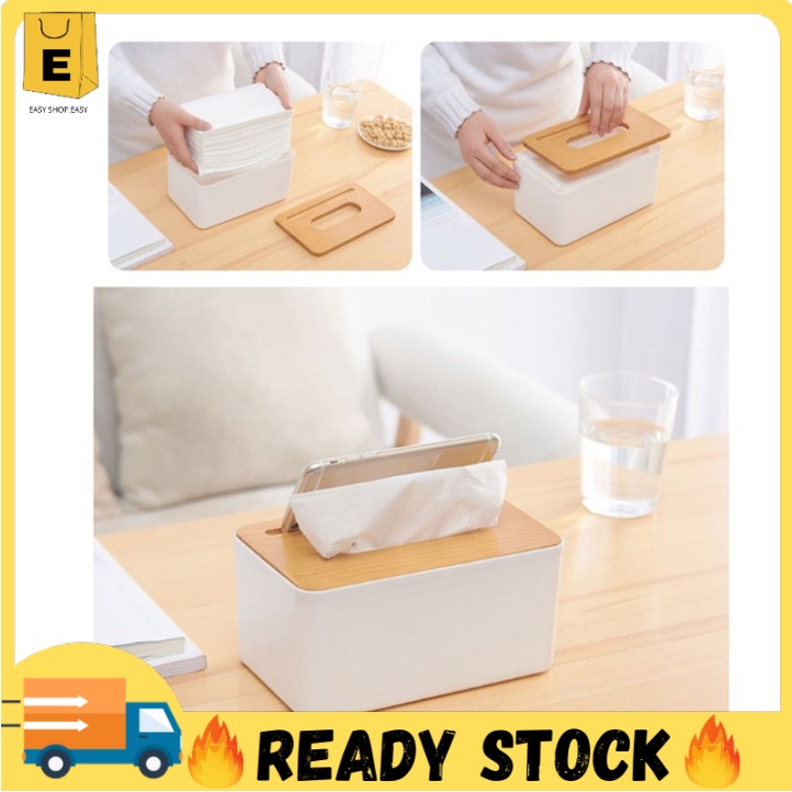 ( Ready Stock) Japanese Style Bamboo Wood Tissue Box / Kotak Tisu ...