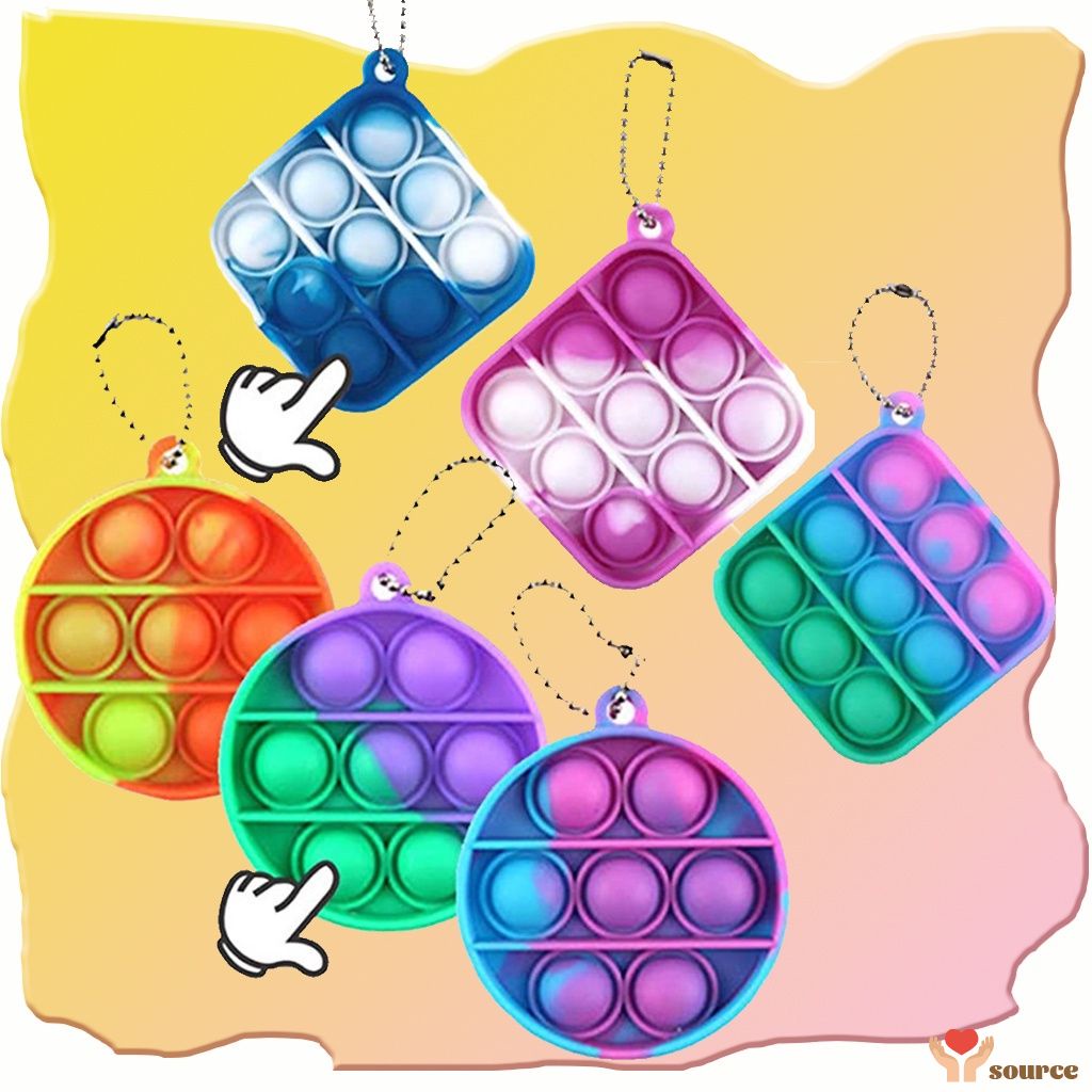 Pop It Keychain Fidget Toy Kids Mini Push Pop Bubble Keychains Adult ...