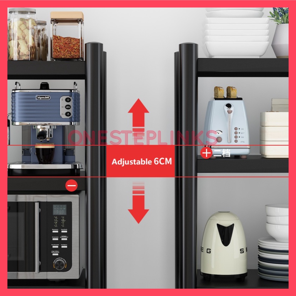 5 Tier Stainless Steel Storage Rack Kitchen Shelf Rak Dapur With Wheel ...