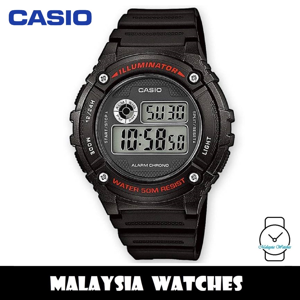 (100% Original) Casio W-216H-1A Classic Digital Dial Black Resin Watch W216H W216H-1A W-216H ...
