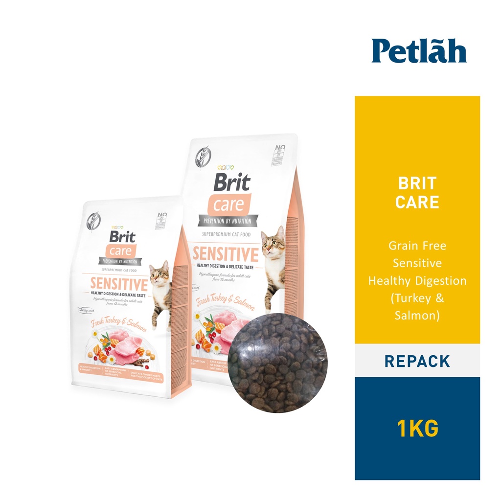 Brit Care Cat Dry Food Grain-Free Sensitive Digestion 1kg (Repack ...