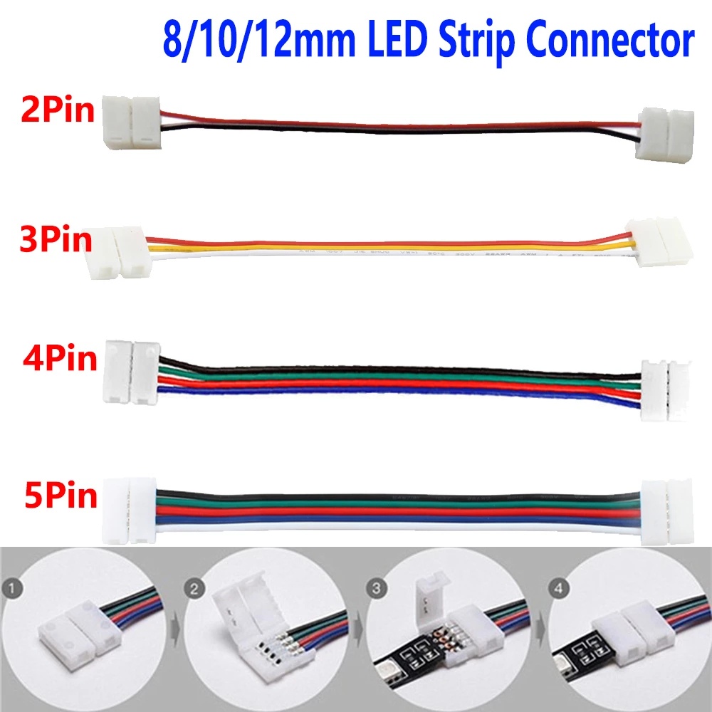 5 pcs 2/3/4/5 Pin LED Strip Connector for 8/10/12mm 3528 5050 5630 RGB ...