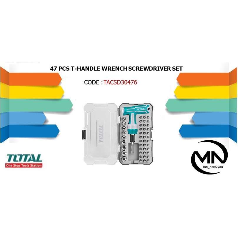 TOTAL TACSD30476 47 Pcs T-Handle Wrench Screwdriver Set | Shopee Malaysia