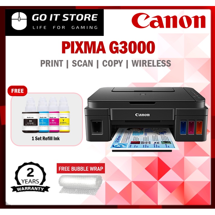 Canon Pixma G3000 G3010 G3020 G3060 Wireless All-in-one Color Ink Tank Inkjet Printer ( Print ...