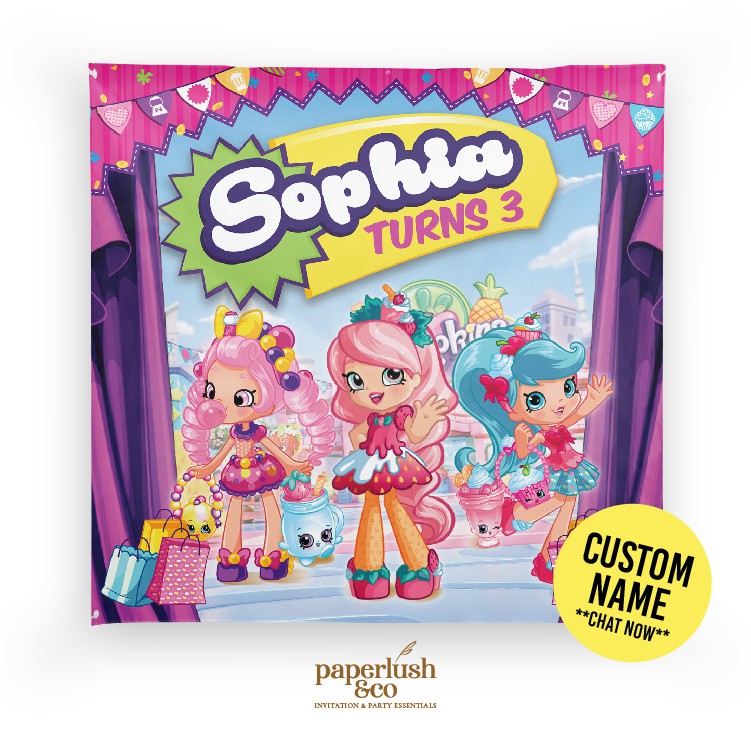 Birthday Banner | Birthday Backdrop | Hari Jadi - Shopkins Shoppies ...