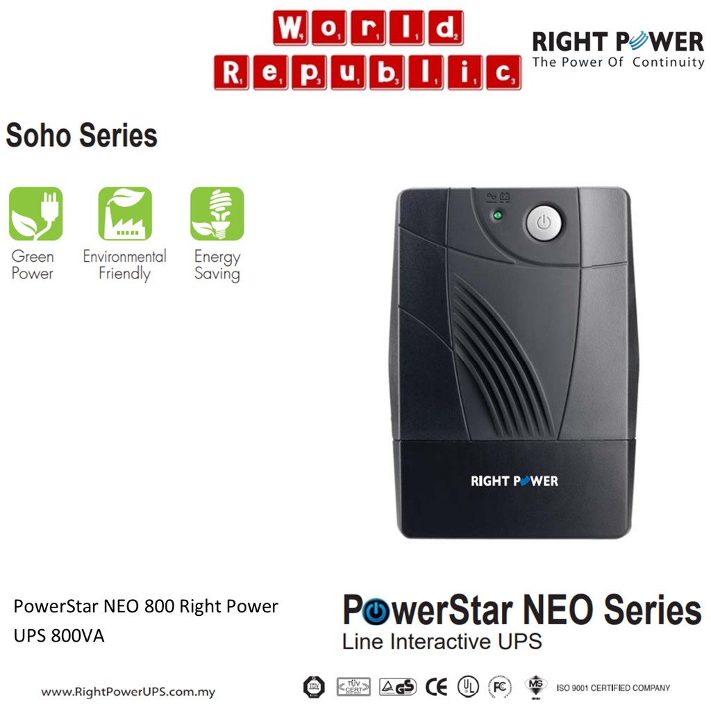 Right Power PowerStar Neo 800 - 800VA UPS - Backup Battery - Capacity ...