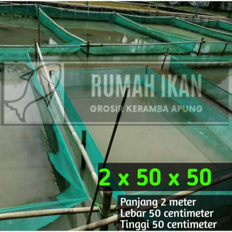 HIJAU Ri - Hapa Fish cage net size 2m x 50cm x 50cm Green gauze net ...