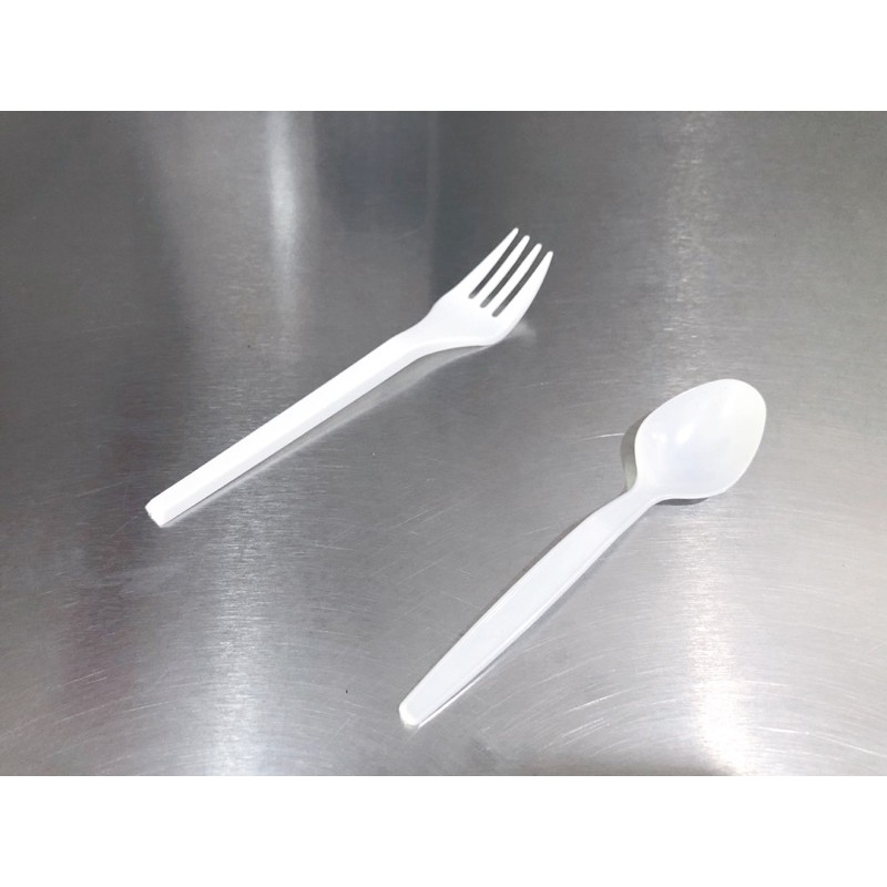 5" Teaspoon & Fork - (50pcs±) Disposable Plastic Cutlery/ Sudu & Garpu ...