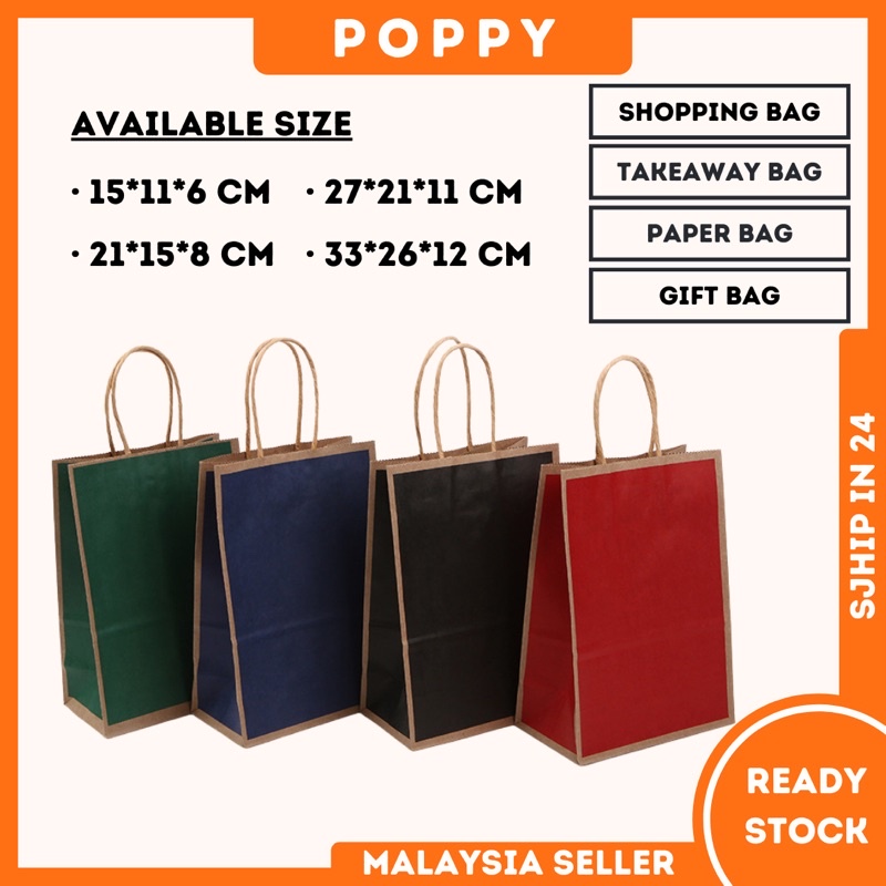 Paper Bag Shopping Bag Gift Bag Retail Bag Colour Kraft Paper Bag ...