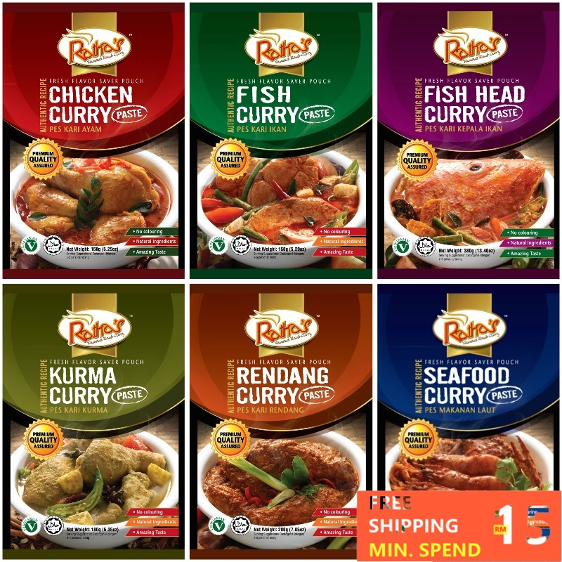 【HALAL/VEGETARIAN】Ratha's Famous Raub Curry Paste(Fish/Chicken/Rendang ...