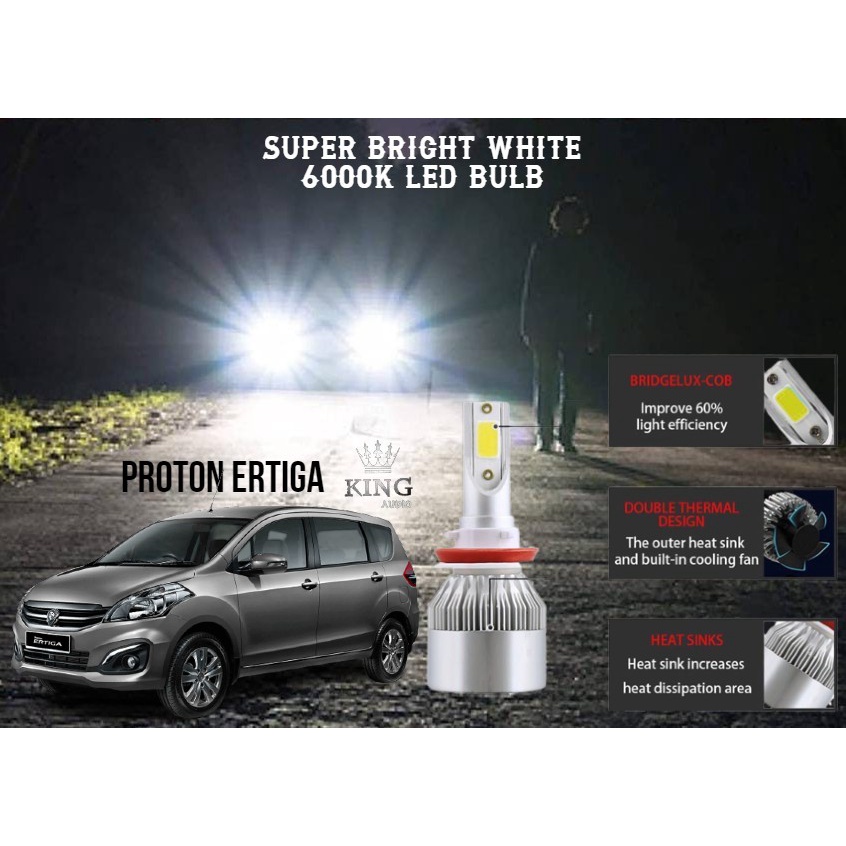 Proton Ertiga C6 LED Light Bulb 6000K White 1Pair 2pcs Car Headlight ...