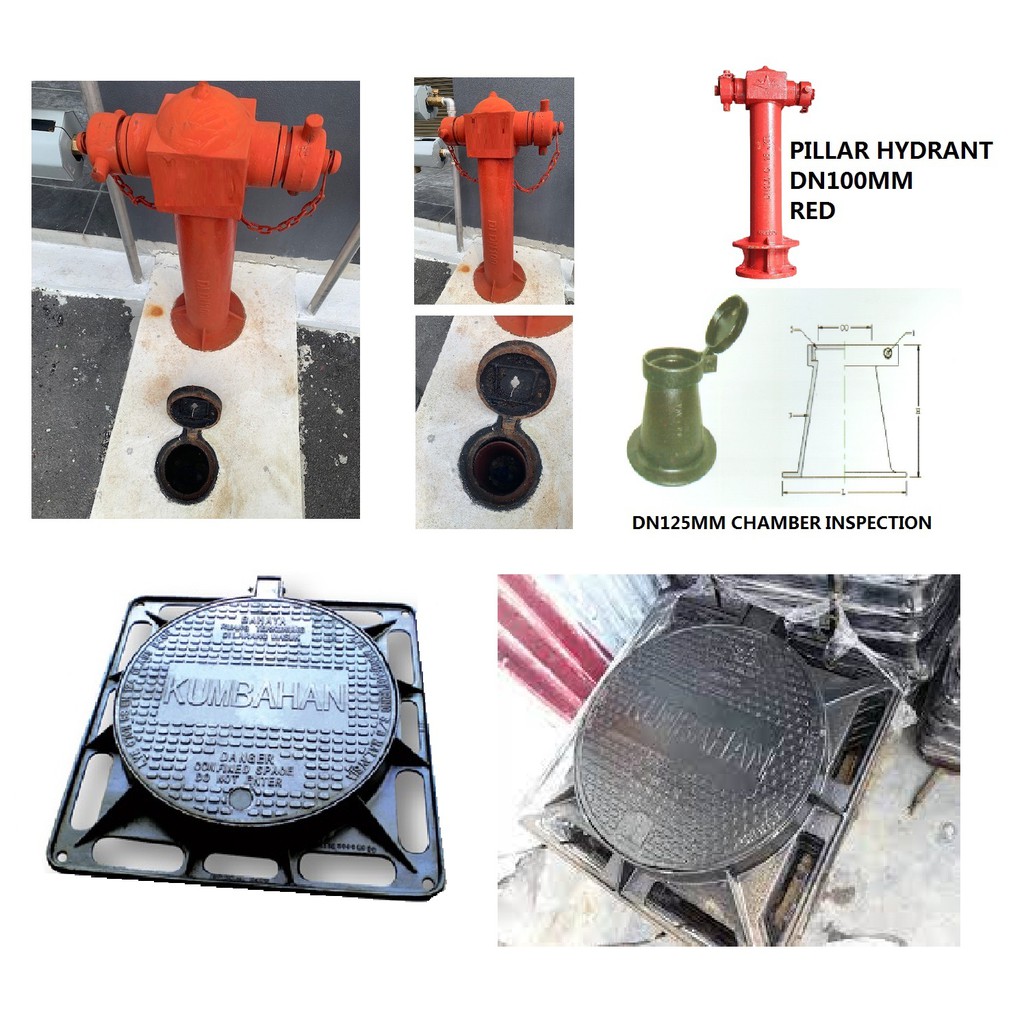 [TKM] DN100MM DUCTILE IRON PILLAR HYDRANT RED COLOUR / DN125MM INSPECTION CHAMBER / KUMBAHAN ...