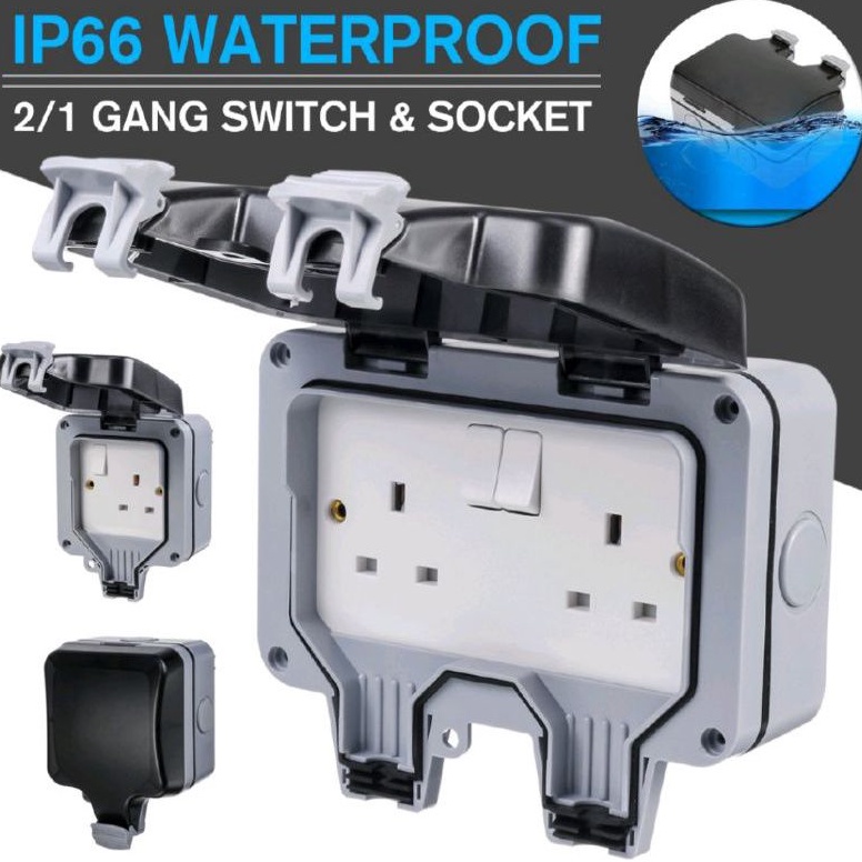 🔥READY STOCK🔥 IP66 13A 1GANG 2GANG SWITCH SOCKET WEATHERPROOF / 1G 2G ...