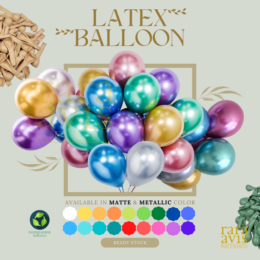 5 / 10 inch Metallic Balloon Matte Belon Shiny Latex Chrome Gold Silver ...