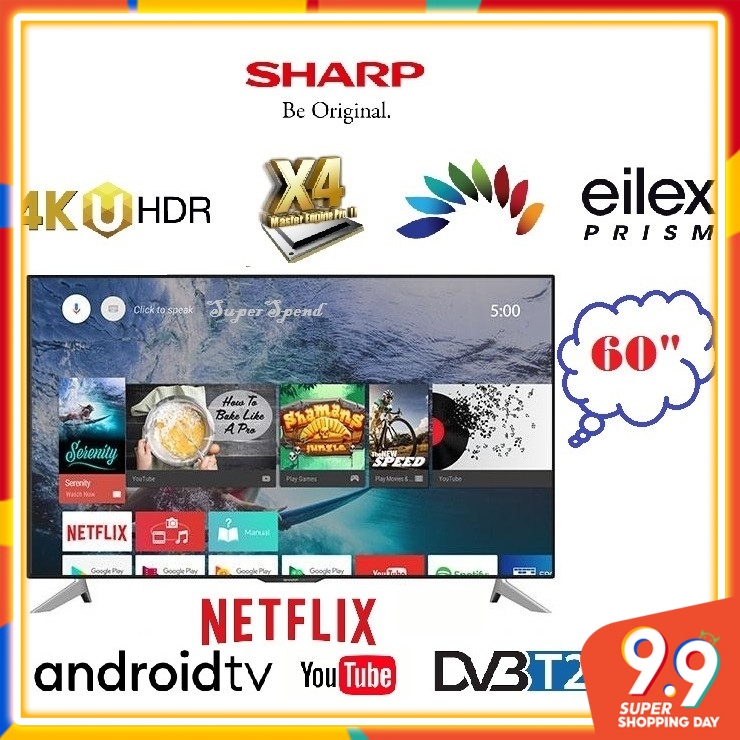 [ 60'' ] Sharp 60" 4K UHD Android LED TV LC60UA6800X | Shopee Malaysia