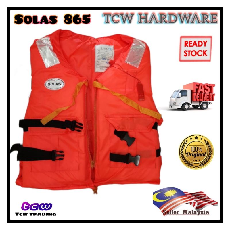 SOLAS 865 ADULT LIFE JACKET WITH WHISTLE FOR FISHING BOATING UP TO ...