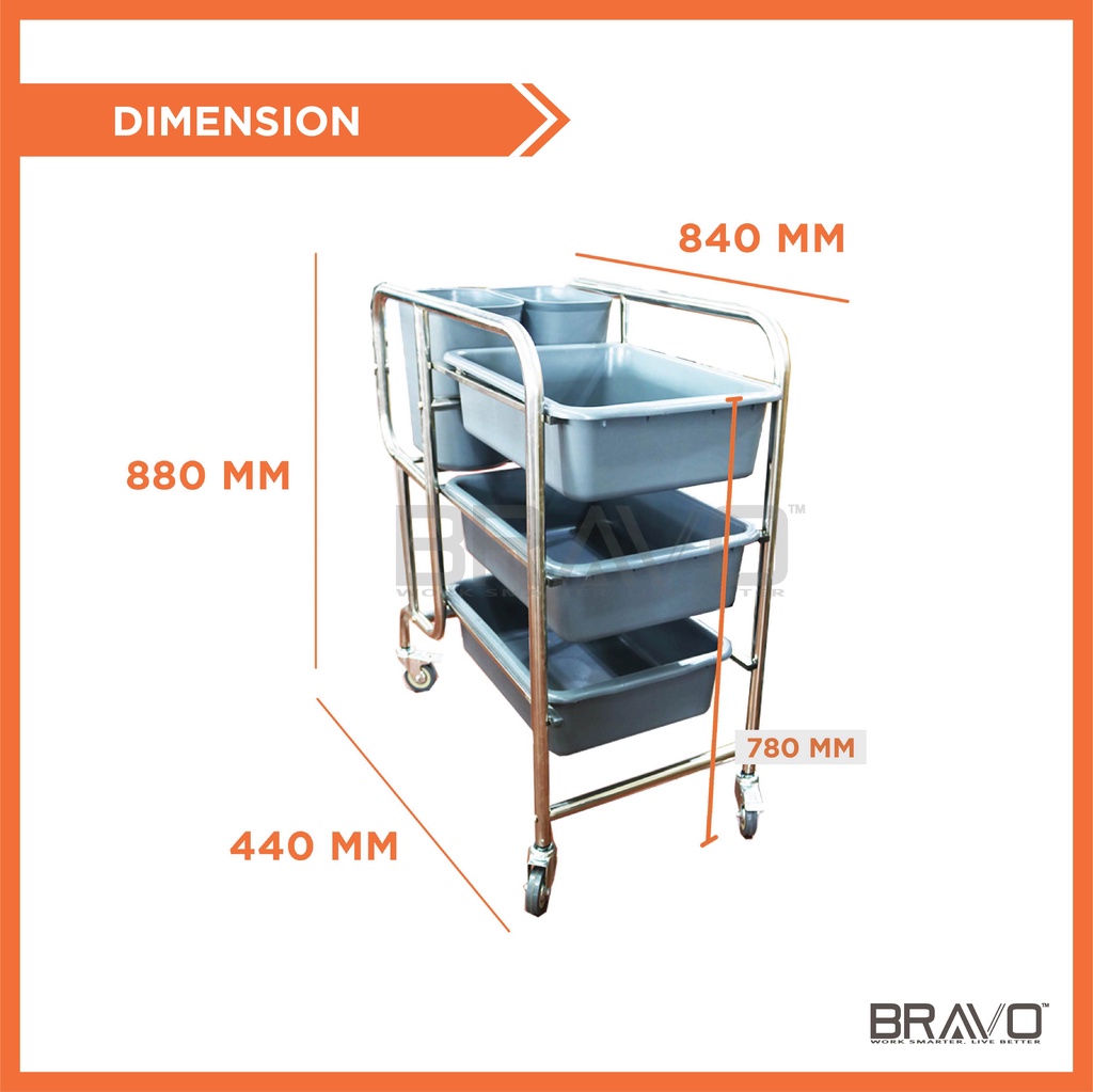Multi function 3 Tier Trolley Dish Storage Rack with Baskets and Bin ...