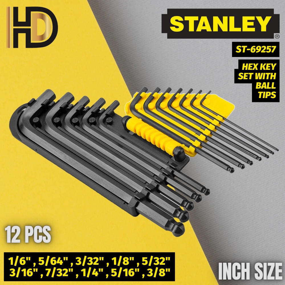 STANLEY 12 Pcs Hex Key Set With Ball Point / STANLEY 69-257 12 Pcs ...