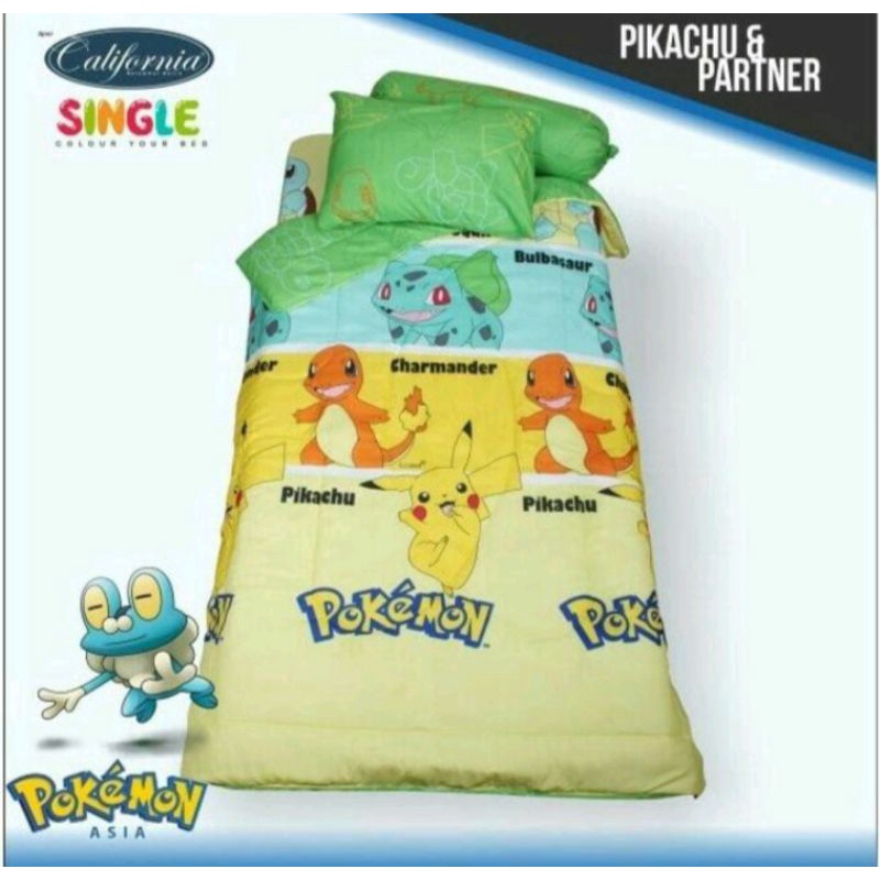 California Single Bed Sheet " POKEMON PIKACHU & PARTNER" 120X200 BEST ...