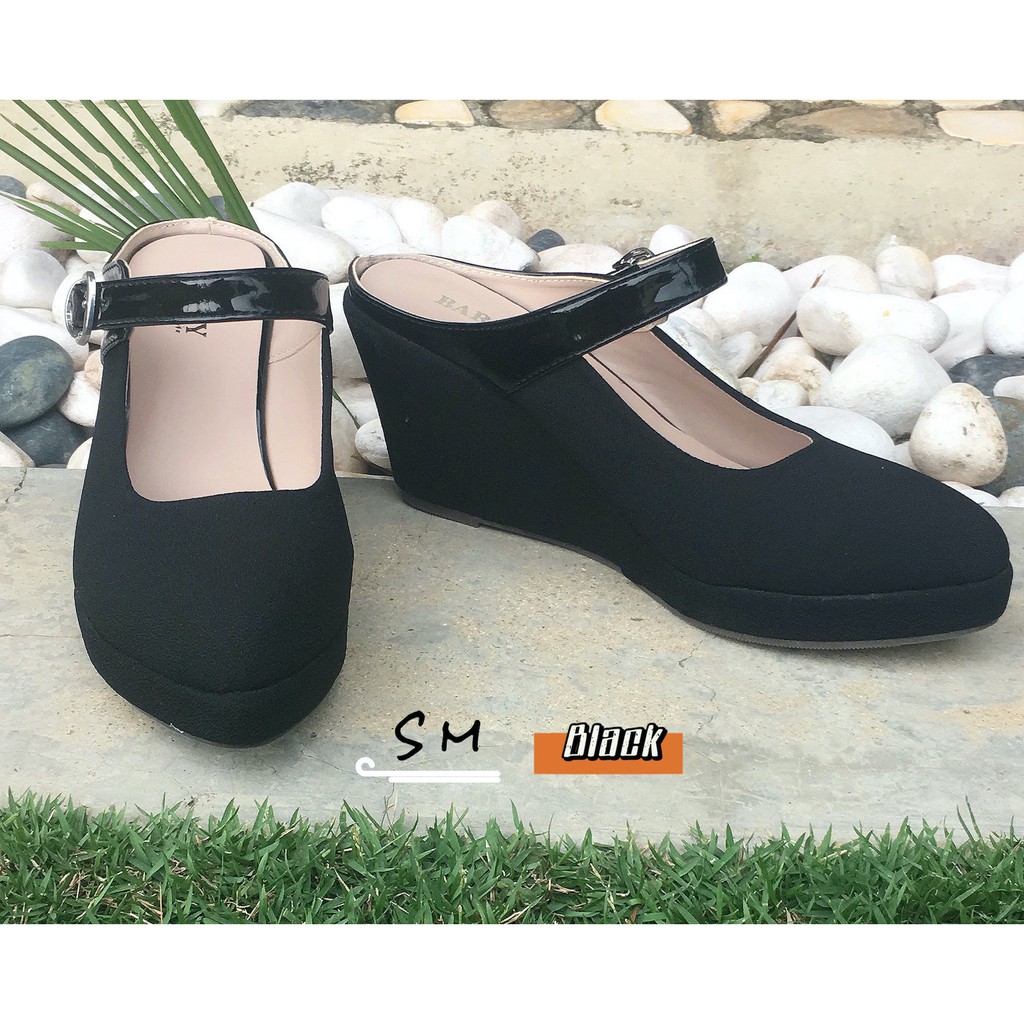 SM Peony 4 Inch Kasut Wedges Wanita Women Plain Pointed Toe Wedge ...